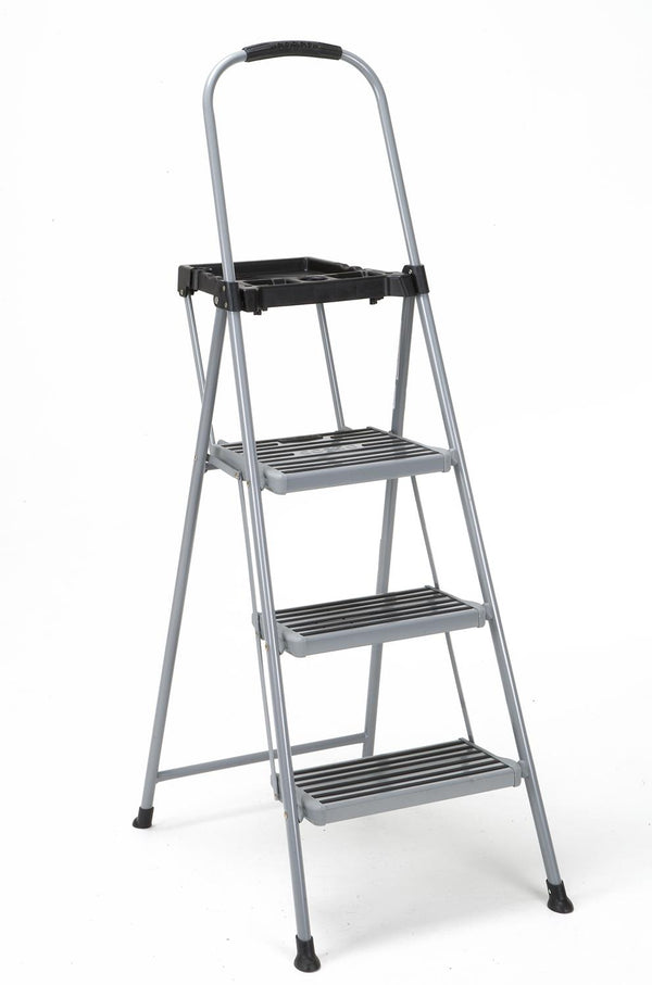 3 step all steel connection step stool w/ larger steps & tray - Cosco