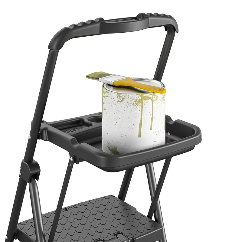 3-Step Folding Step Stool with Tray - Cosco