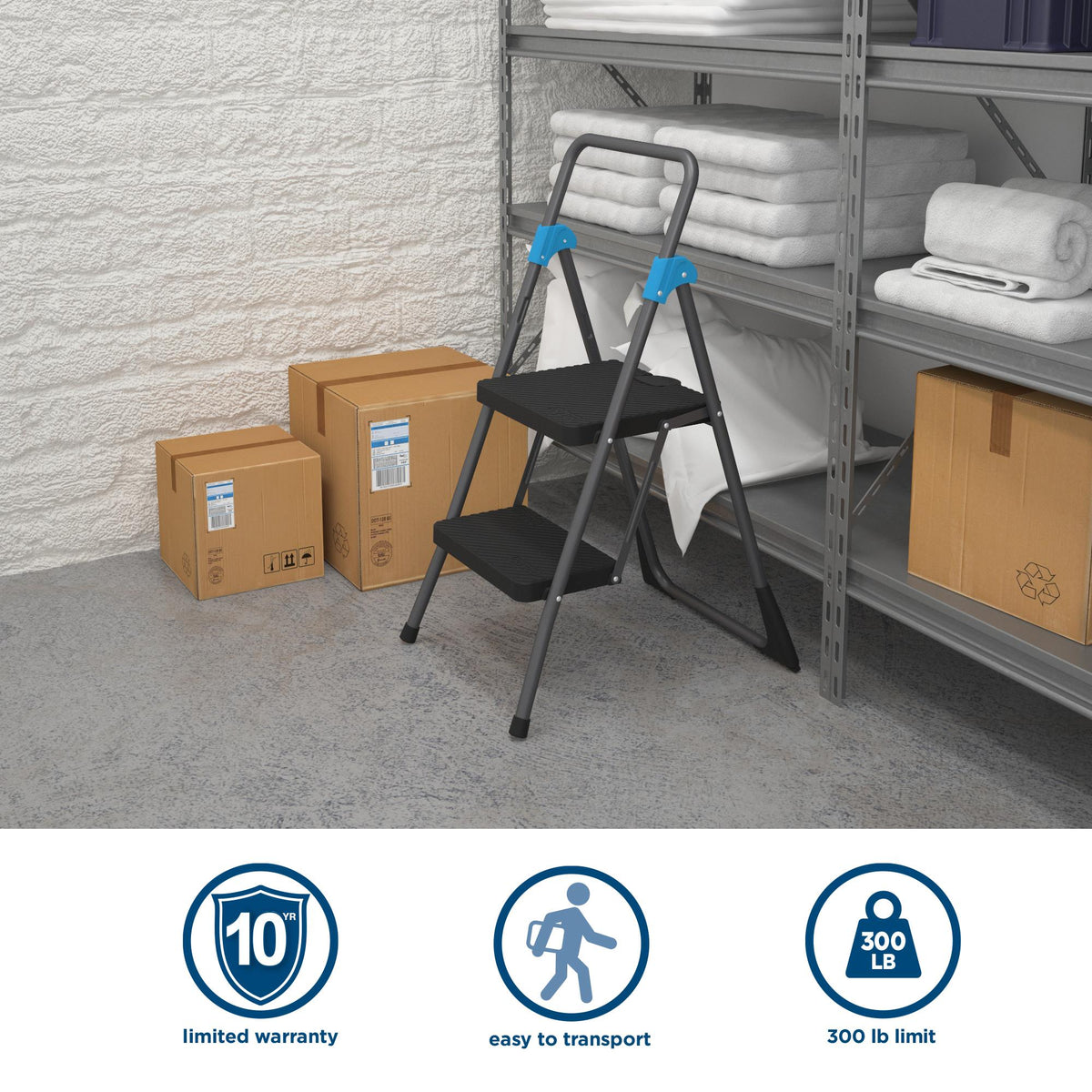 Two-Step Folding Step Stool - Cosco