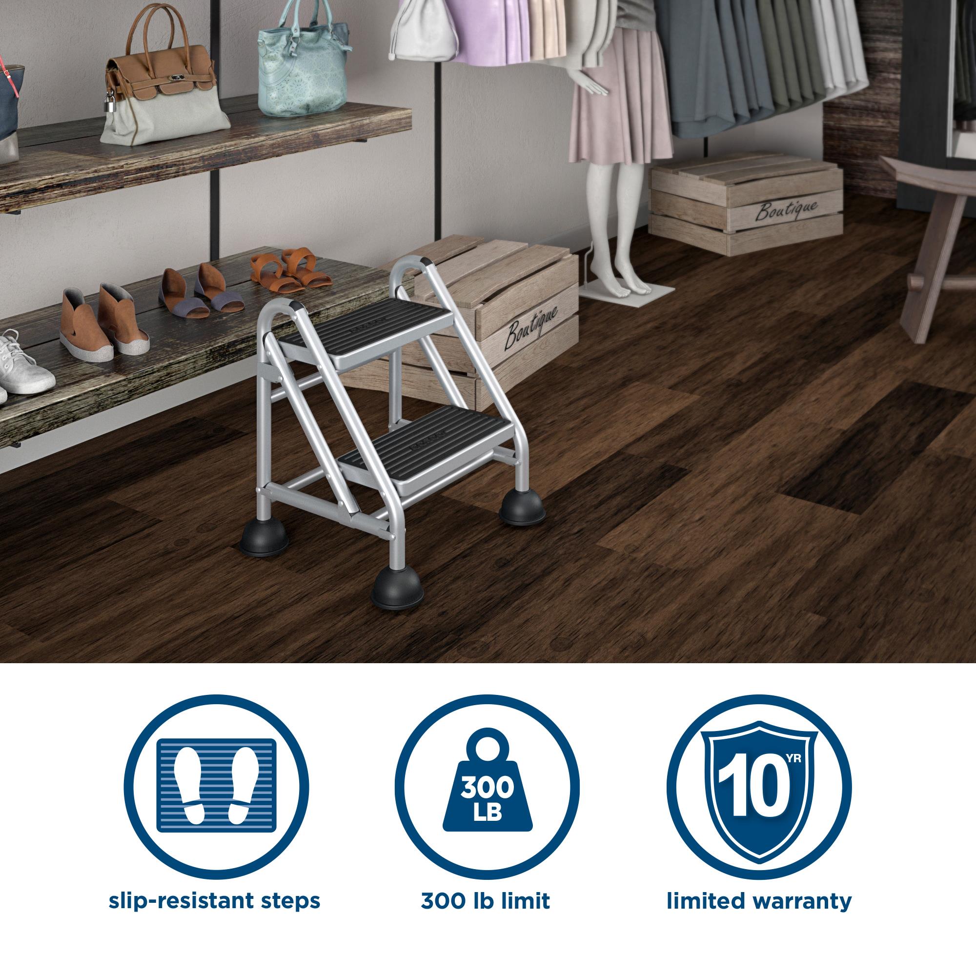 Two-Step Commercial Rolling Step Ladder - Cosco