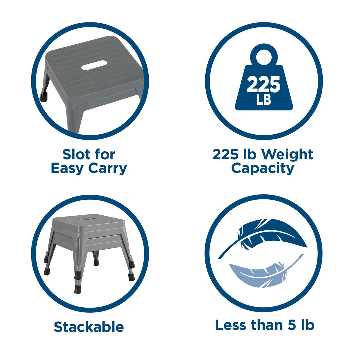 One-Step Stackable Steel Step Stool - Cosco