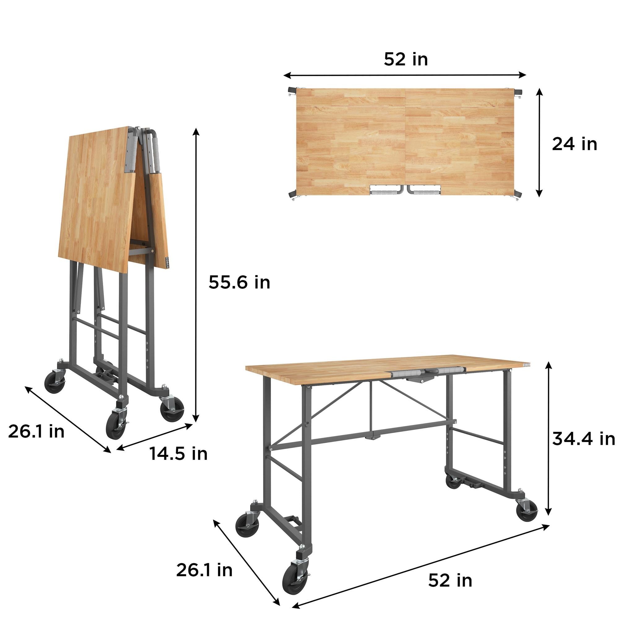 Smartfold Portable Folding Workbench with Hardwood Top - Cosco